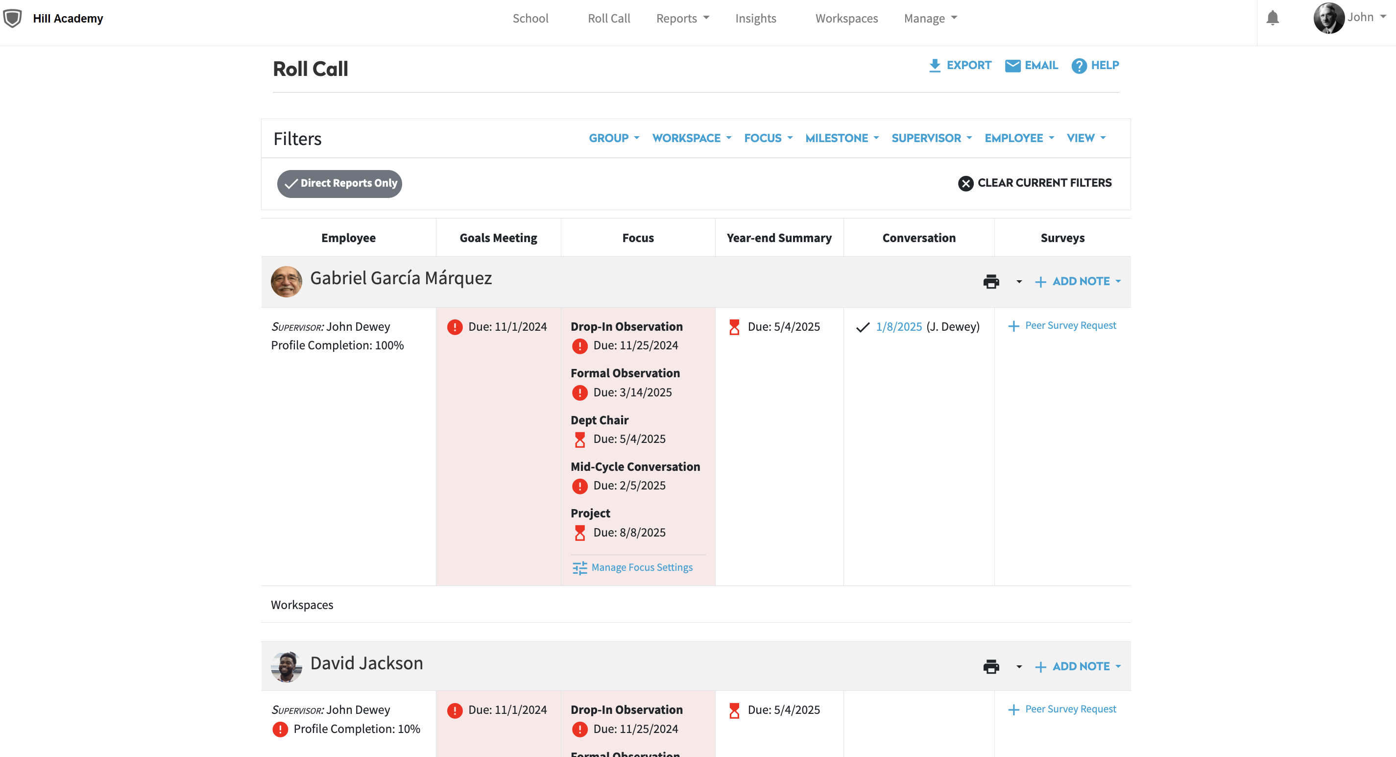 Navigating Folio Roll Call